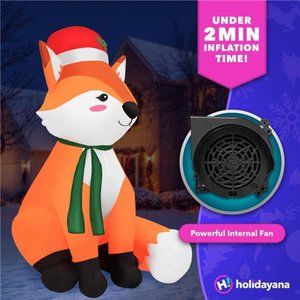 Holiday | Christmas Inflatables Large 6 Ft Santa Hat Fox Inflatable ...
